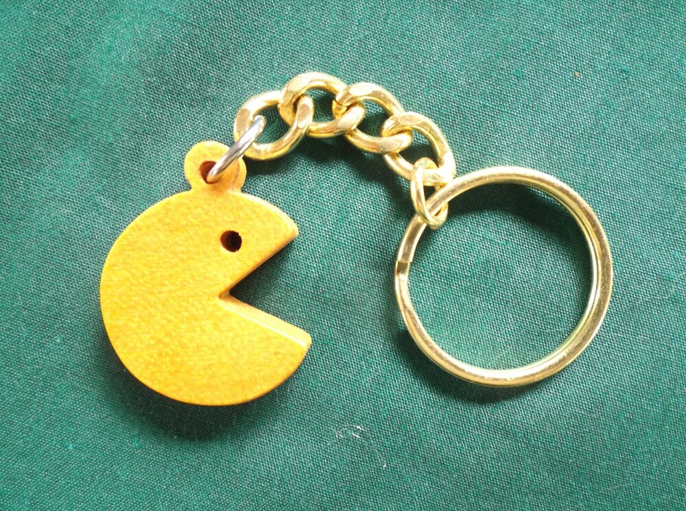 Pac Man key chain Gamers keychain Handcrafted Exotic Wood | Etsy