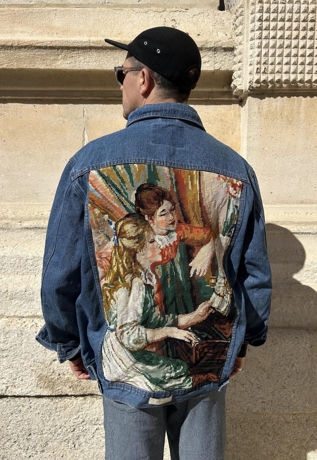 Denim Jacket Reworked With Vintage French Tapestry - Etsy