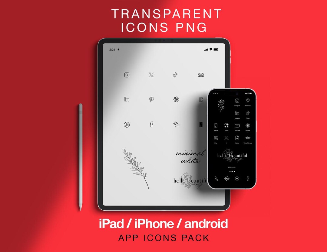 Minimal Transparent App Icons: Ios 18, Ipad, Iphone, Android (PNG ...