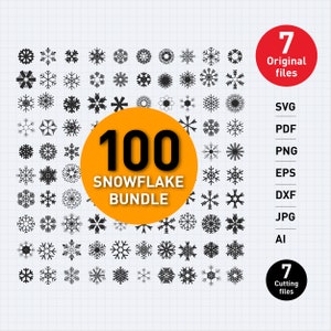 SVG, Pdf, Png, Eps, Dxf, Jpeg, Ai L Snowflake Bundle I SVG Instant ...
