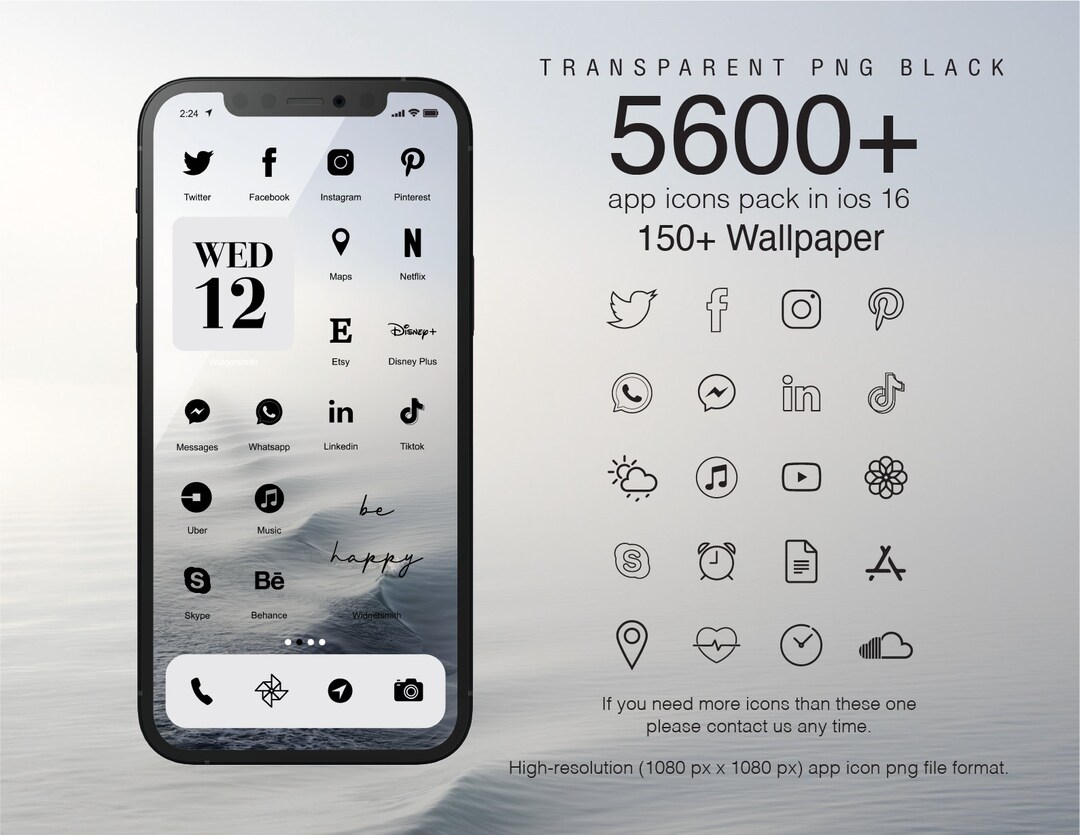 Transparent Black Icons Aesthetic L Transparent PNG Icons L - Etsy Hong ...