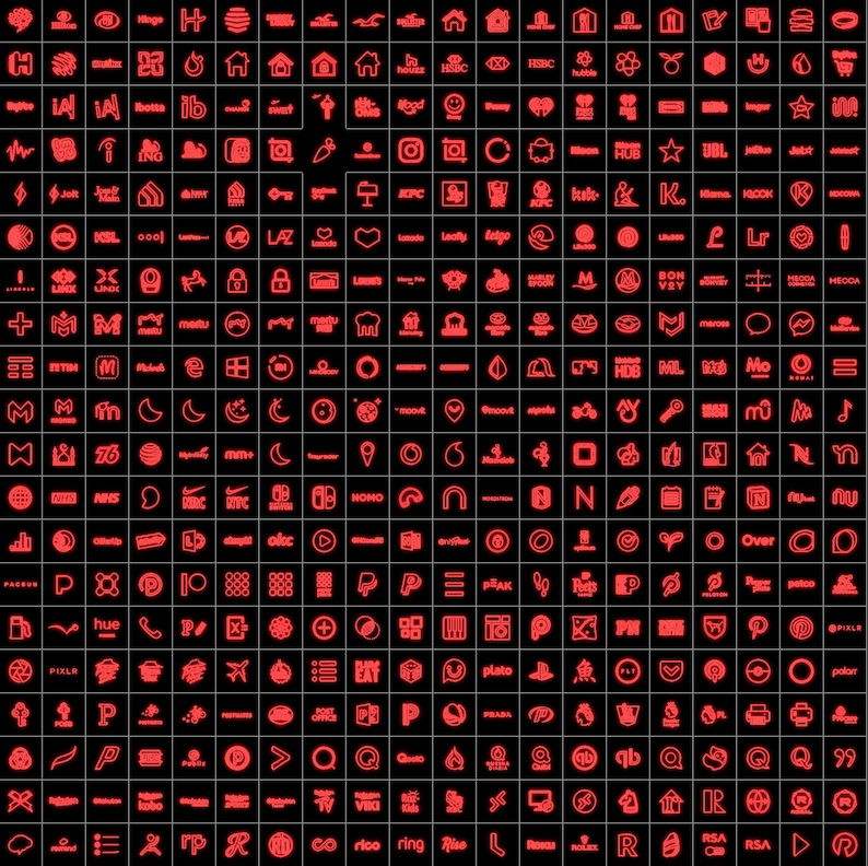 Neon grow Red icons Aesthetic l 5600 App icons Pack for IOS | Etsy