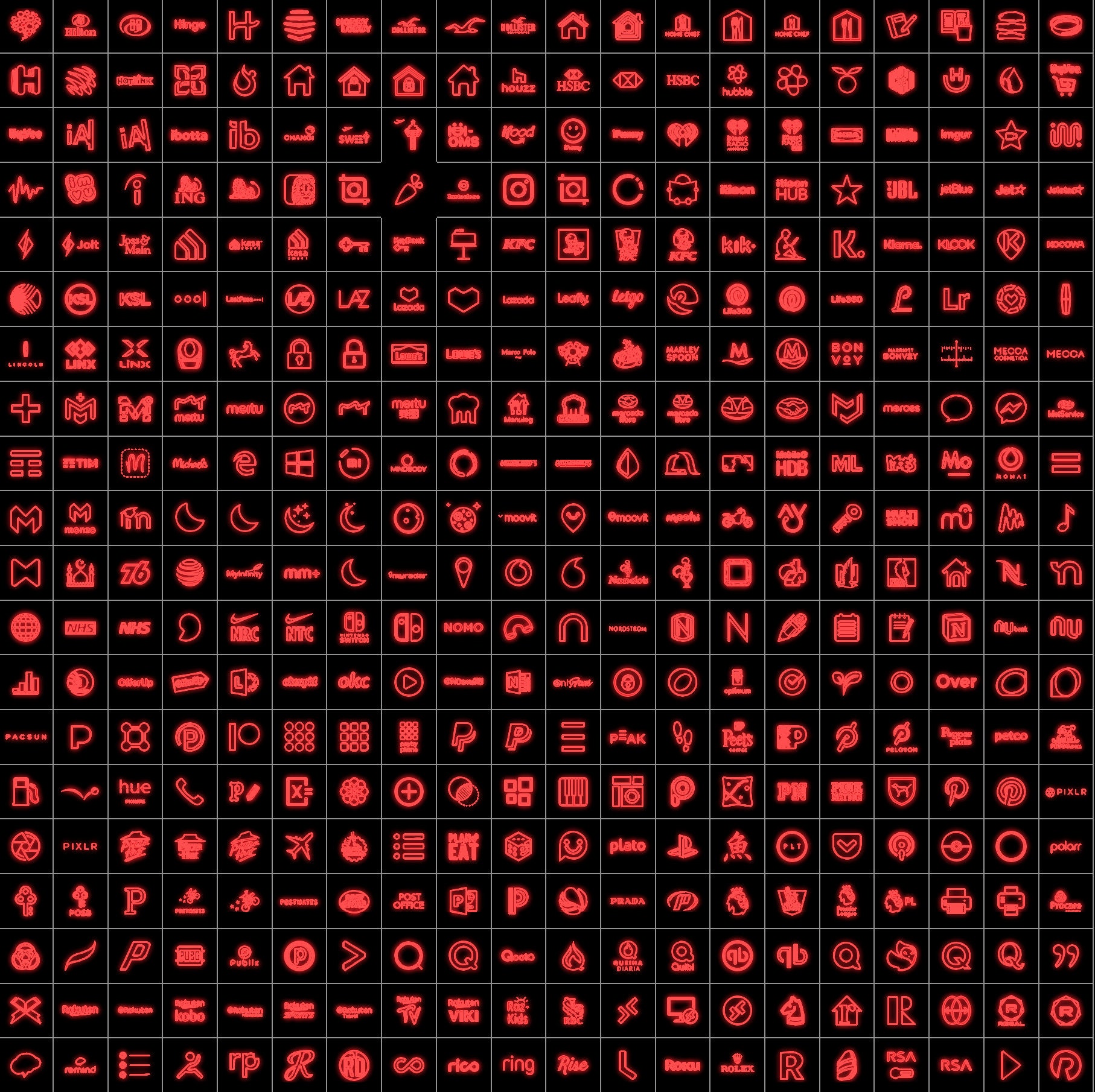 Neon grow Red icons Aesthetic l 5600 App icons Pack for IOS | Etsy