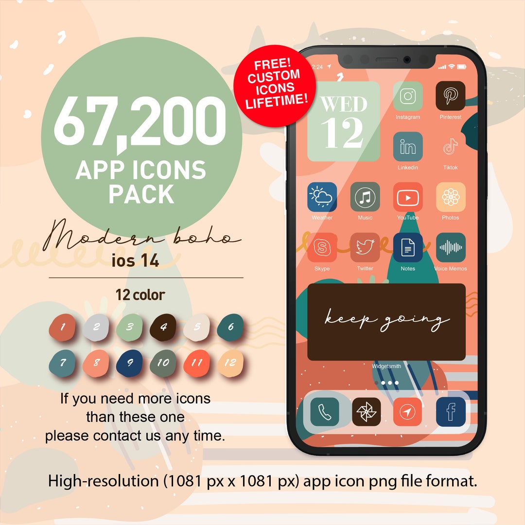Modern Boho App Icons Pack for IOS 14 L Autumn Fall L Customizing Home ...