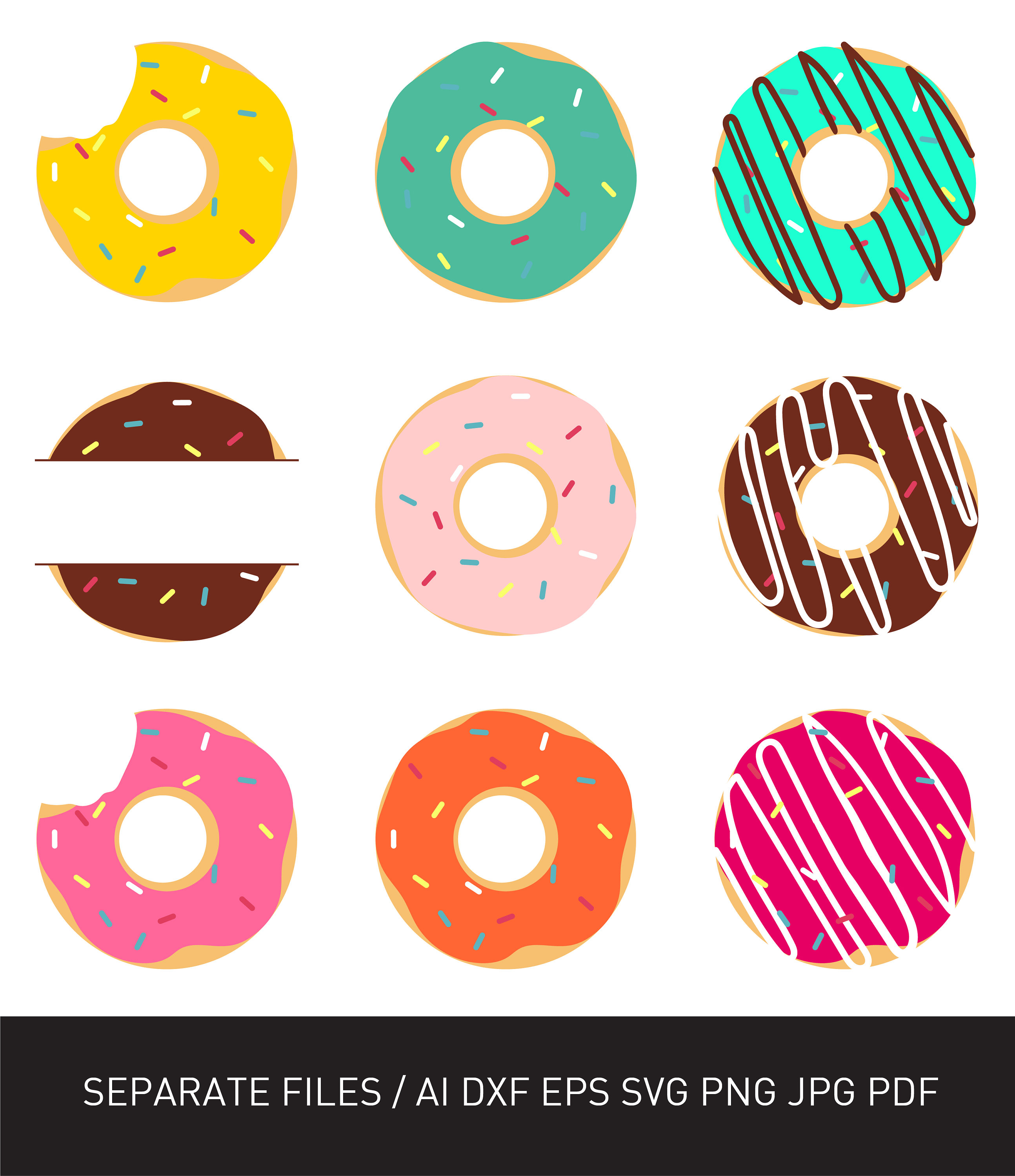 SVG Pdf Png Eps Dxf Jpeg Ai L Donut Cut File Bundle | Etsy