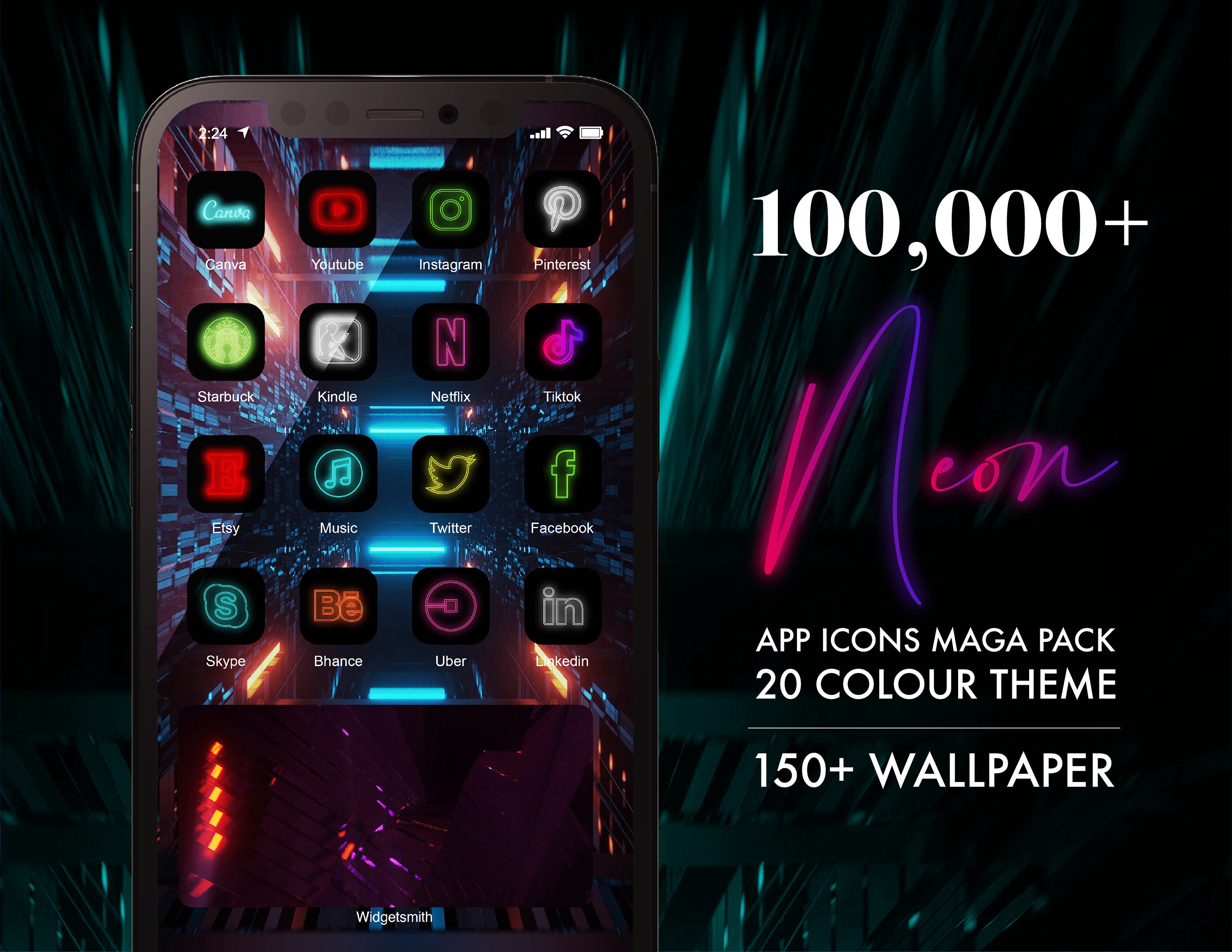 100000 Neon app icon l Growing icons l App icons Mega Pack | Etsy