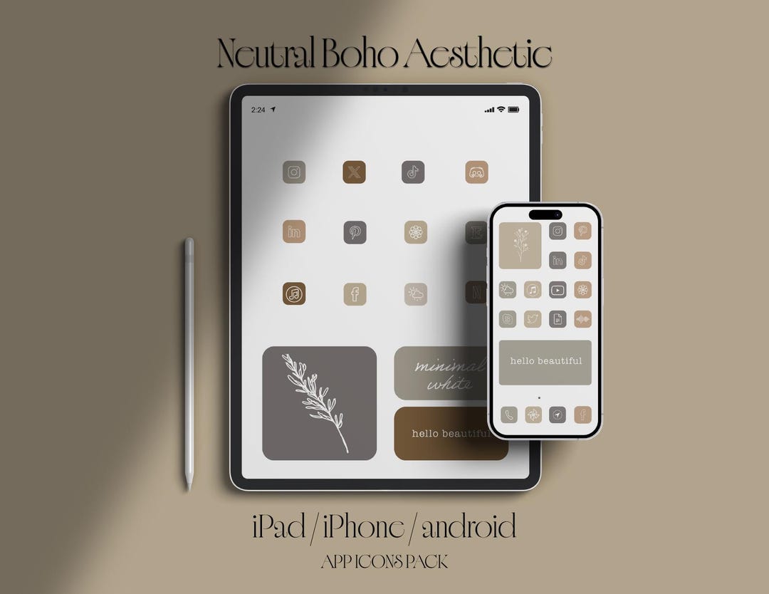 Neutral Boho App Icons, IOS 18, Iphone, Android (digital Download) - Etsy