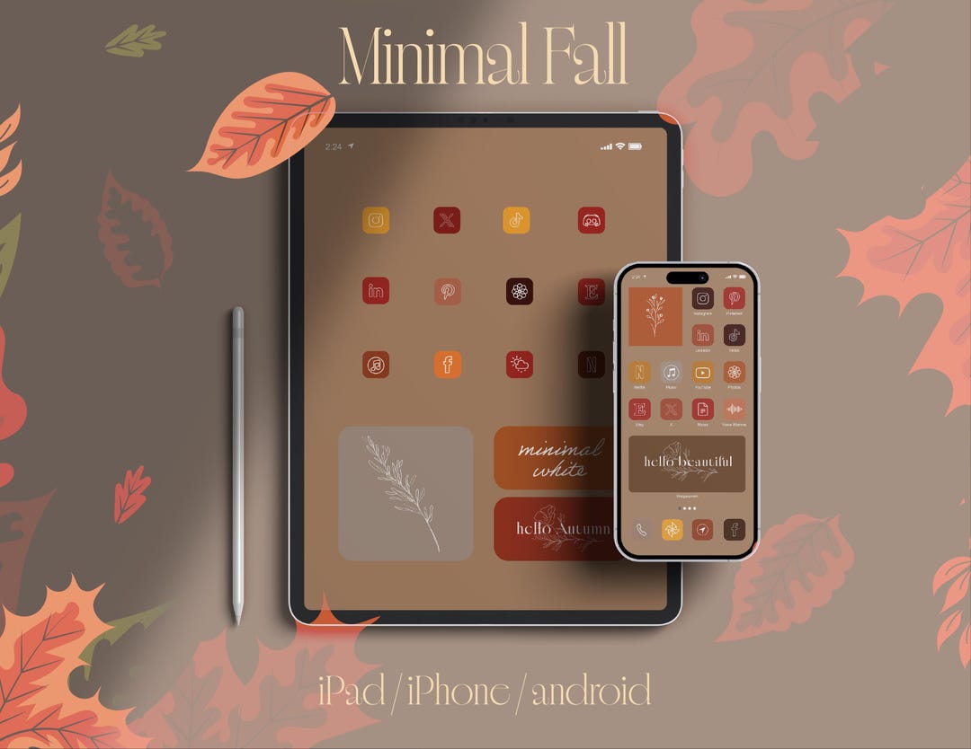 200000+ Minimal Fall App Icon Pack: White Icons, Widgets, Wallpaper ...