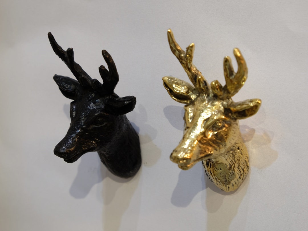 Brass Deer Knob: Solid Animal Drawer Pull - Etsy