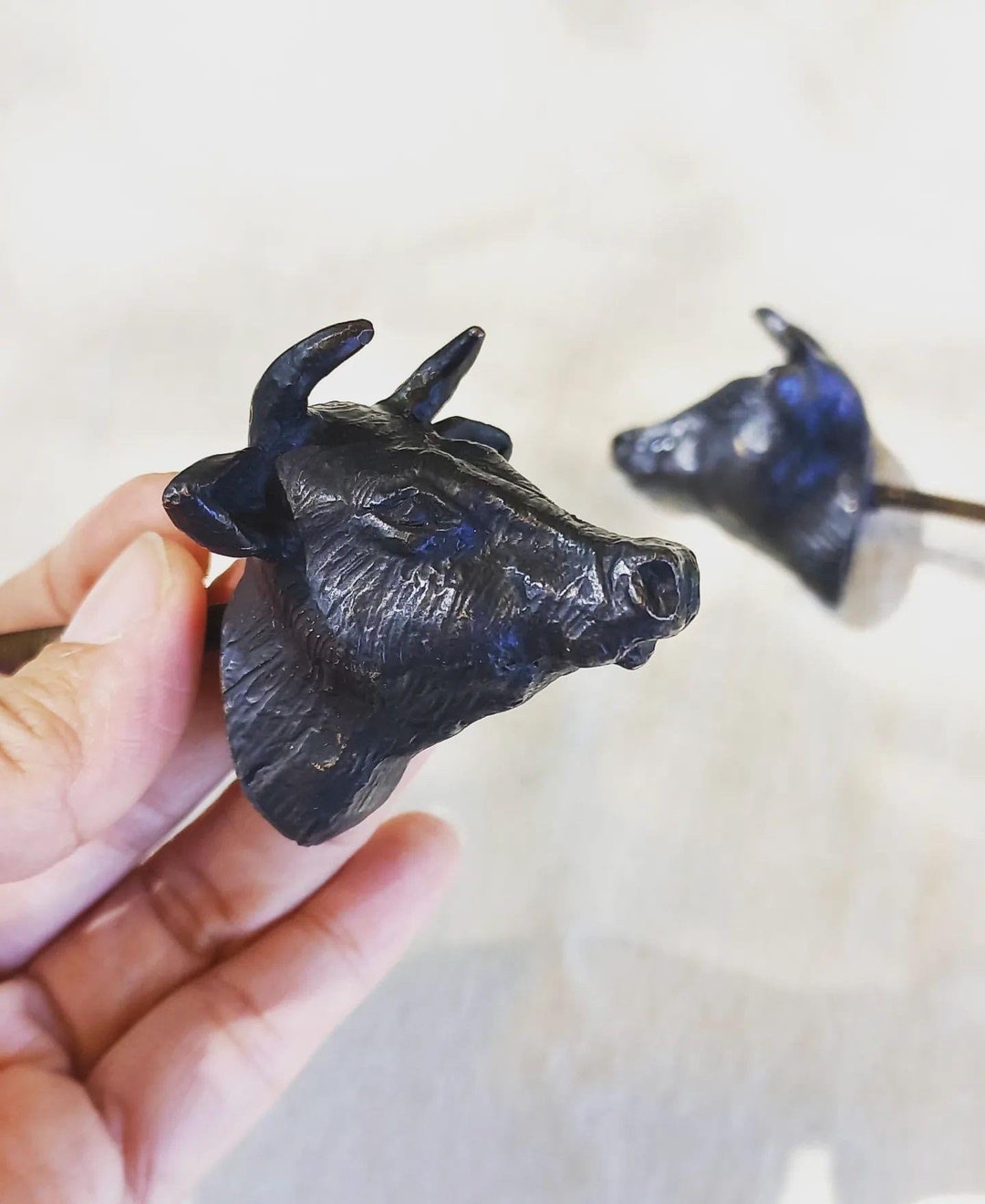 Solid Brass Cow Knob: Vintage Animal Drawer Pull - Etsy