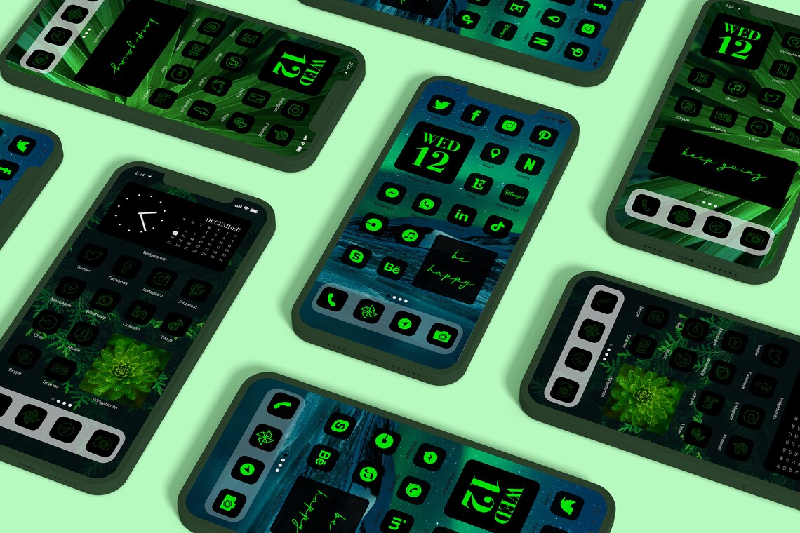 Neon Green Icons Aesthetic L 5600 App Icons Pack for IOS 14 L - Etsy