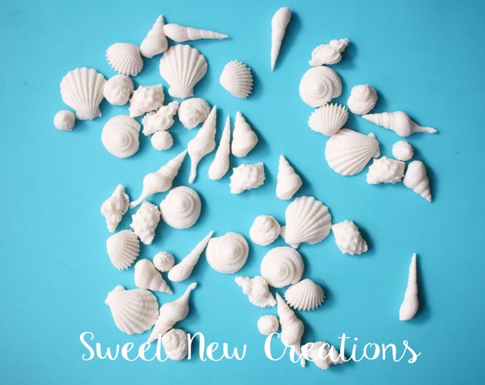 Sea Shell Fondant Topper 50pcs Beach Cake Topper Beach Cupcake Toppers ...