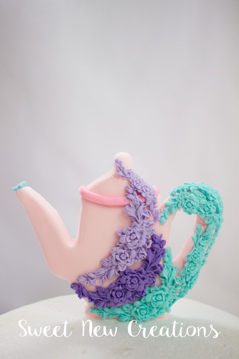 Tea Pot Cake Topper Spring Tea Party Cake Topper Baby Shower | Etsy