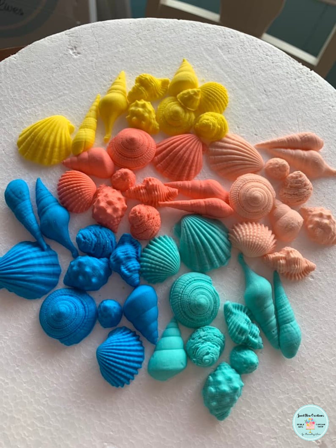 Sea Shell Fondant Topper 50pcs Bright Color Mermaid Under the Sea Beach ...