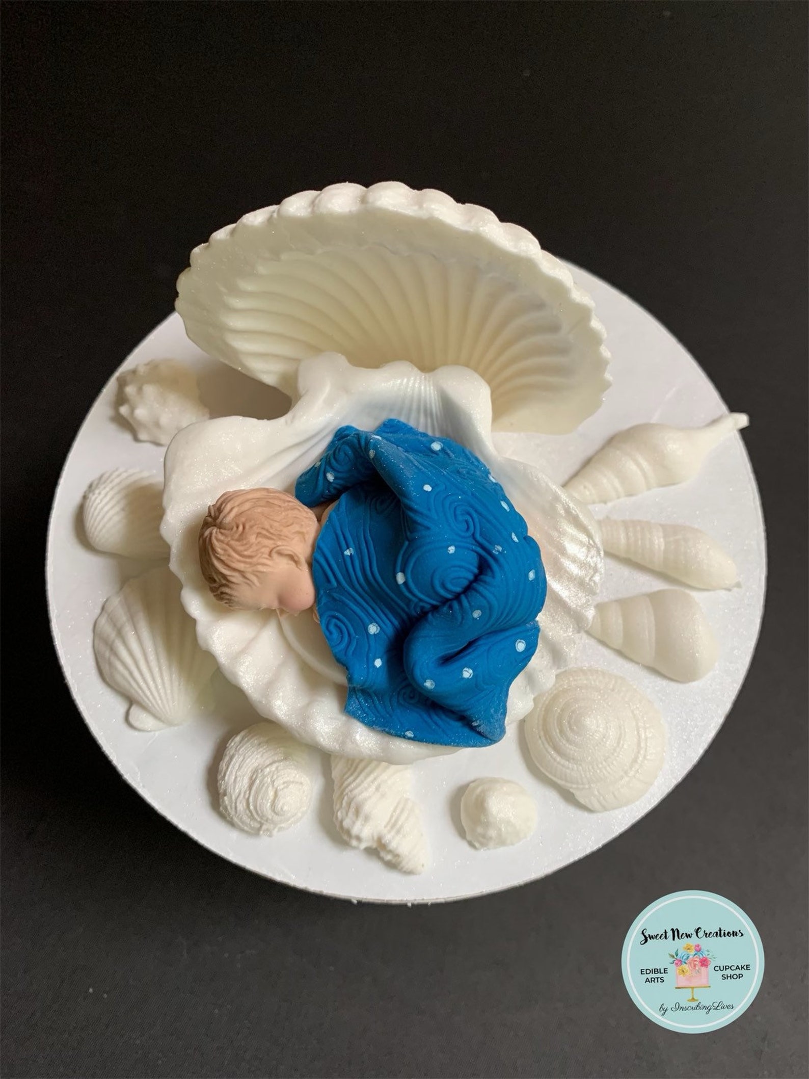 Sea Shell Baby Shower Cake Topper Baby in a Clam Shell Under - Etsy