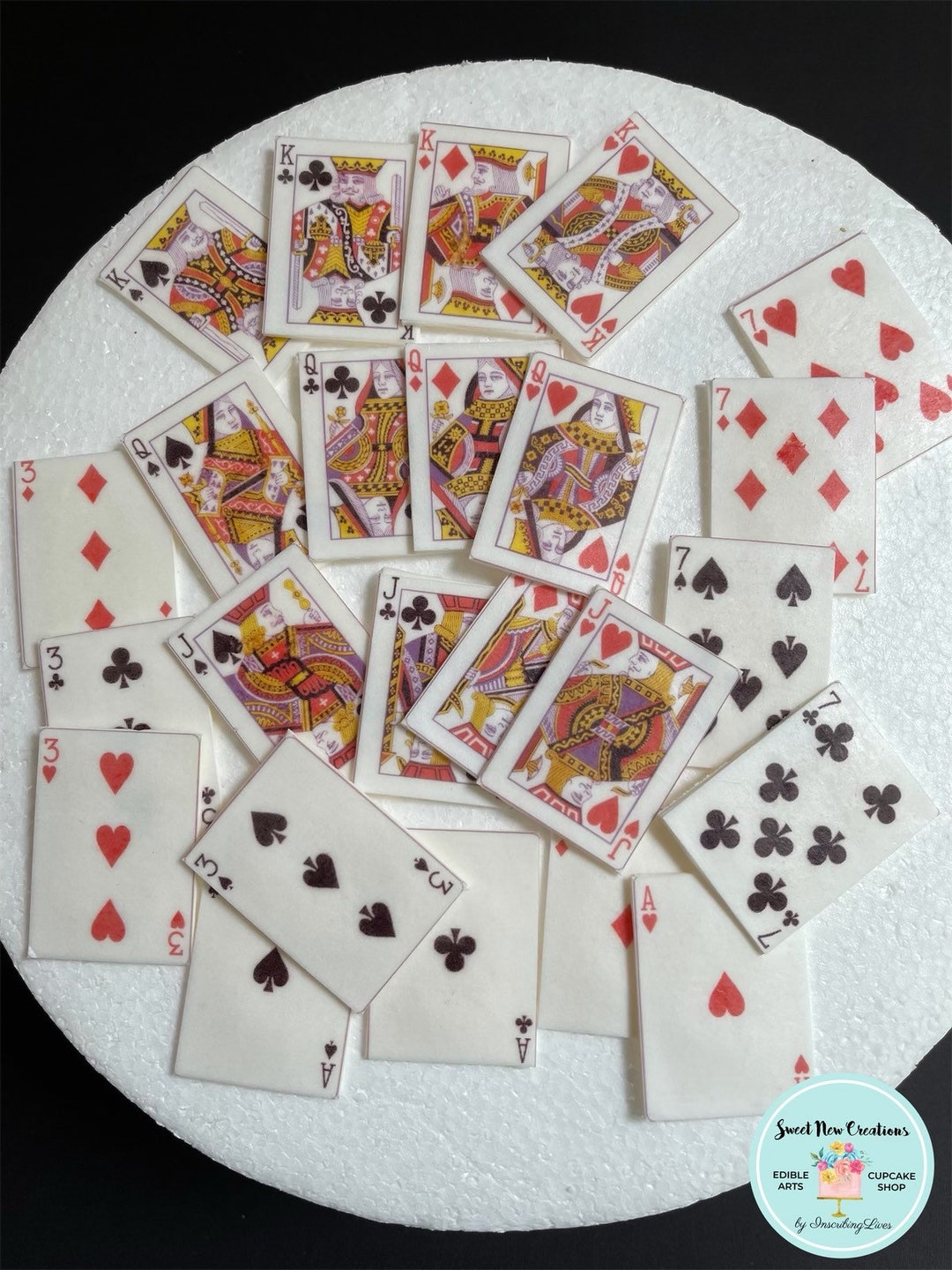 Playing Cards Cake Toppers 24pcs Edible Casino Fondant Cupcake Topper ...