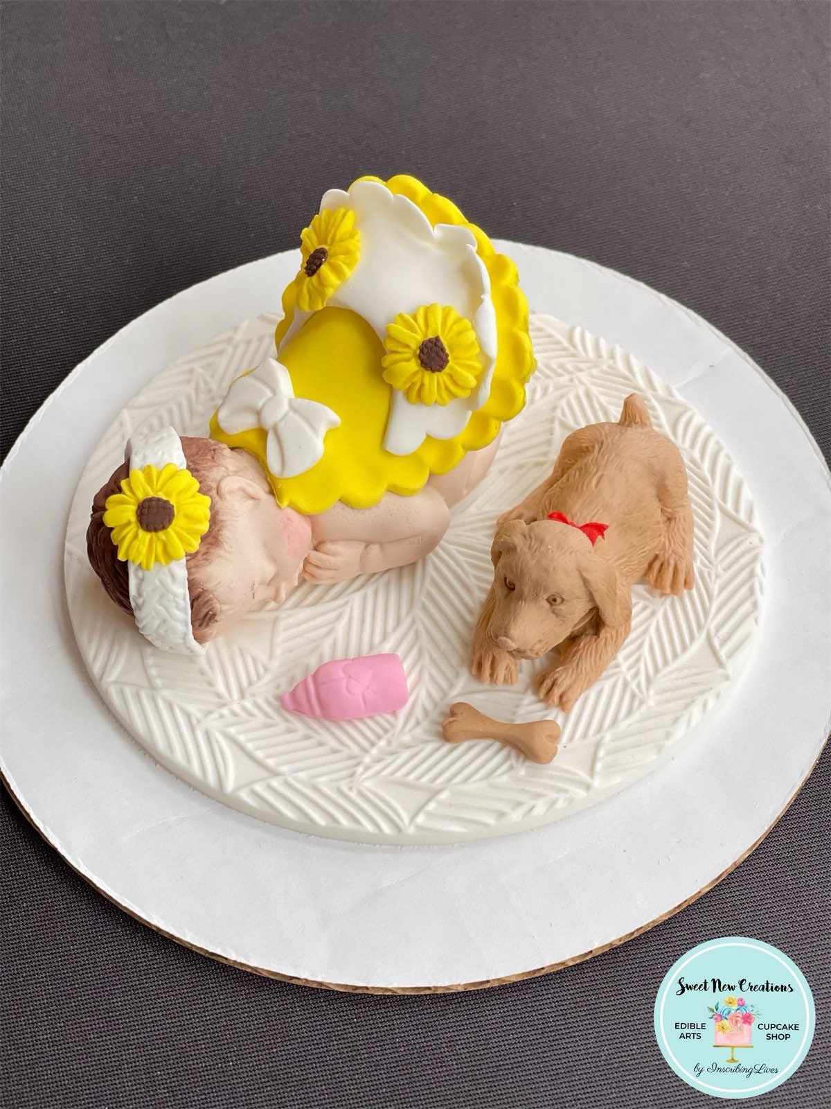 Kitty Cat Baby Shower Cake Topper Little Baby Girl and Her Cat | Etsy
