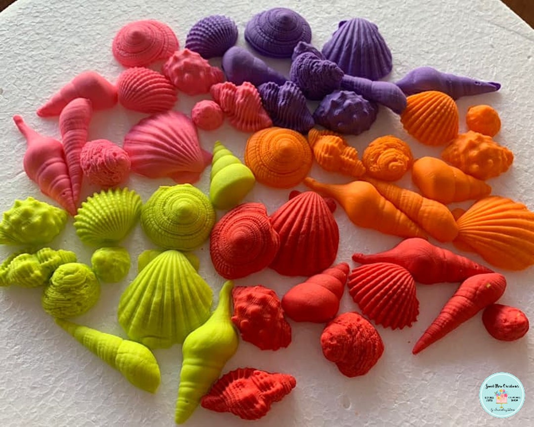 Sea Shell Fondant Topper 50pcs Bright Color Mermaid Under the Sea Beach ...