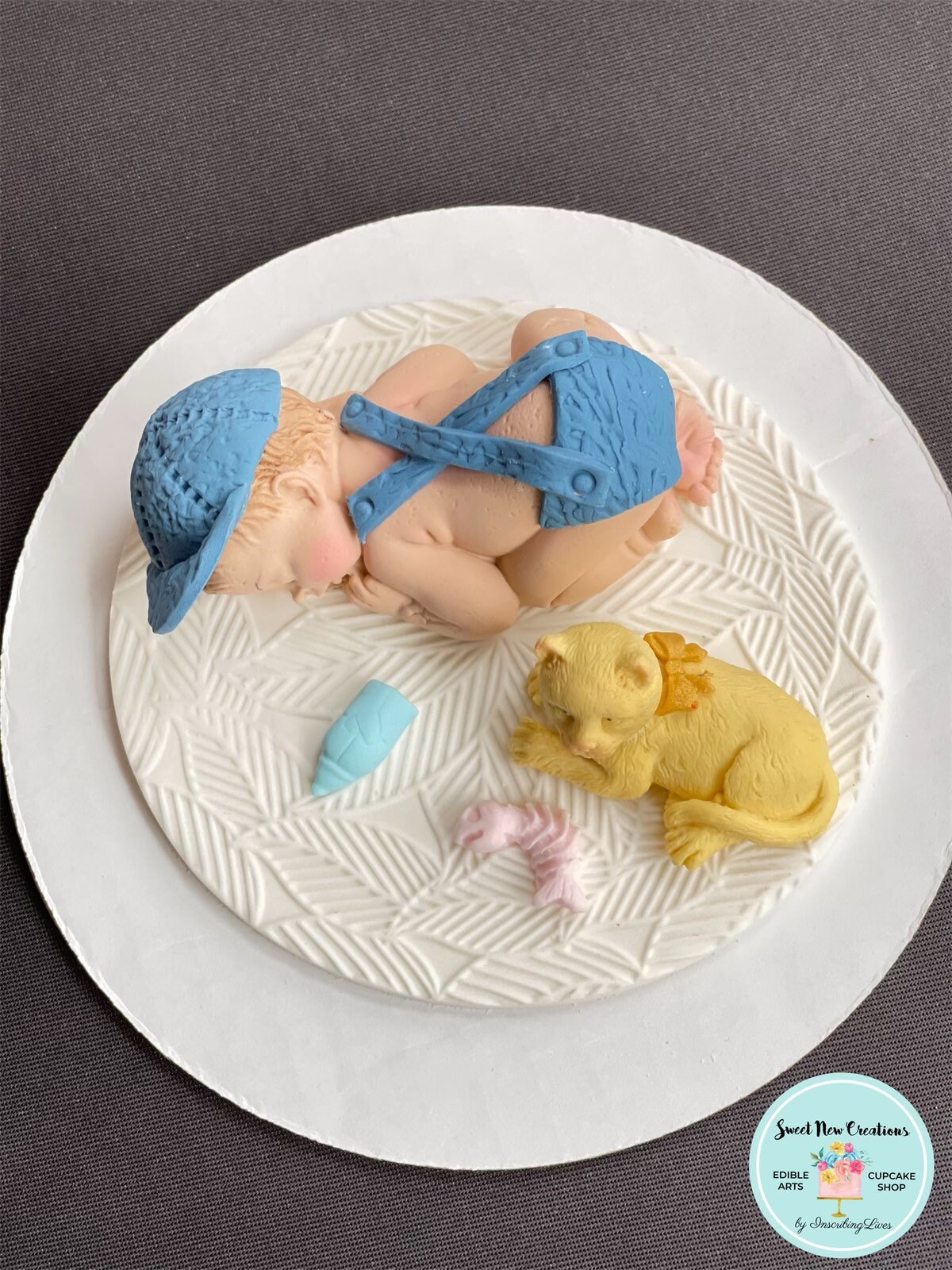 Kitty Cat Baby Shower Cake Topper Little Baby Girl and Her Cat | Etsy