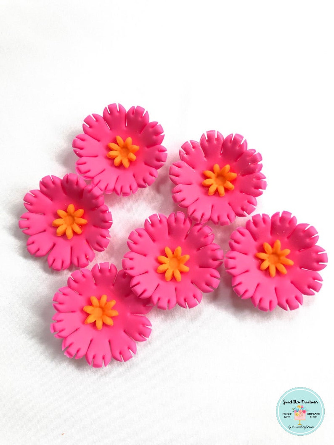 Hot Pink Edible Flowers Bright Color Hawaiian Small Fondant Cupcake ...