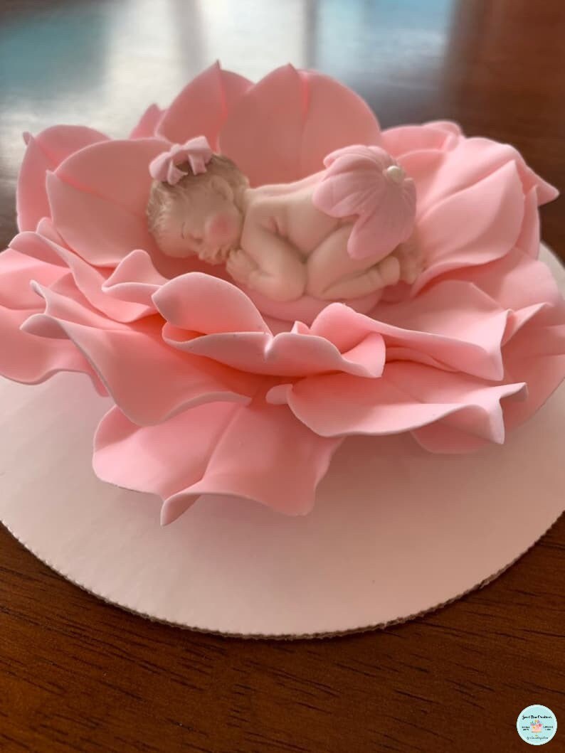 Craft Supplies & Tools Sleeping Baby girl with Pink hat & nappy edible ...