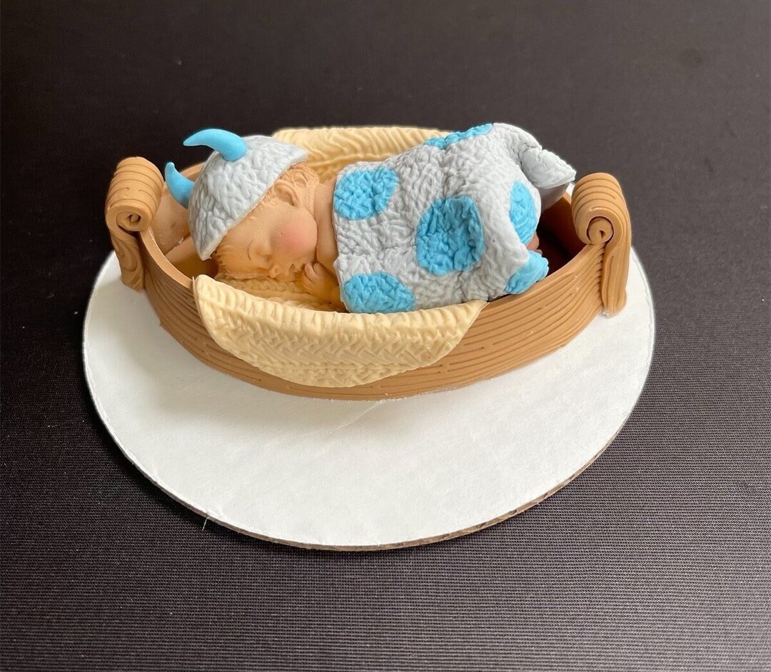 Viking Baby Shower Cake Topper Boy Baby on Wooden Boat and Blanket Cake ...