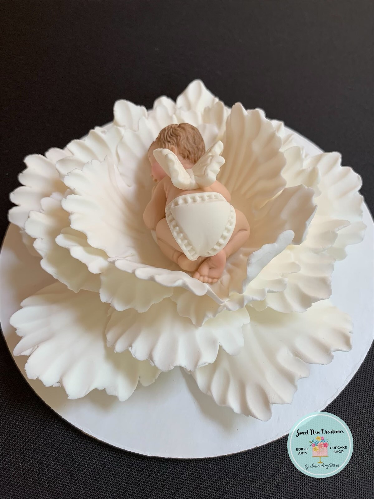 Angel Baby Shower Baby Cake Topper Fondant Angel Heavenly Neutral None ...