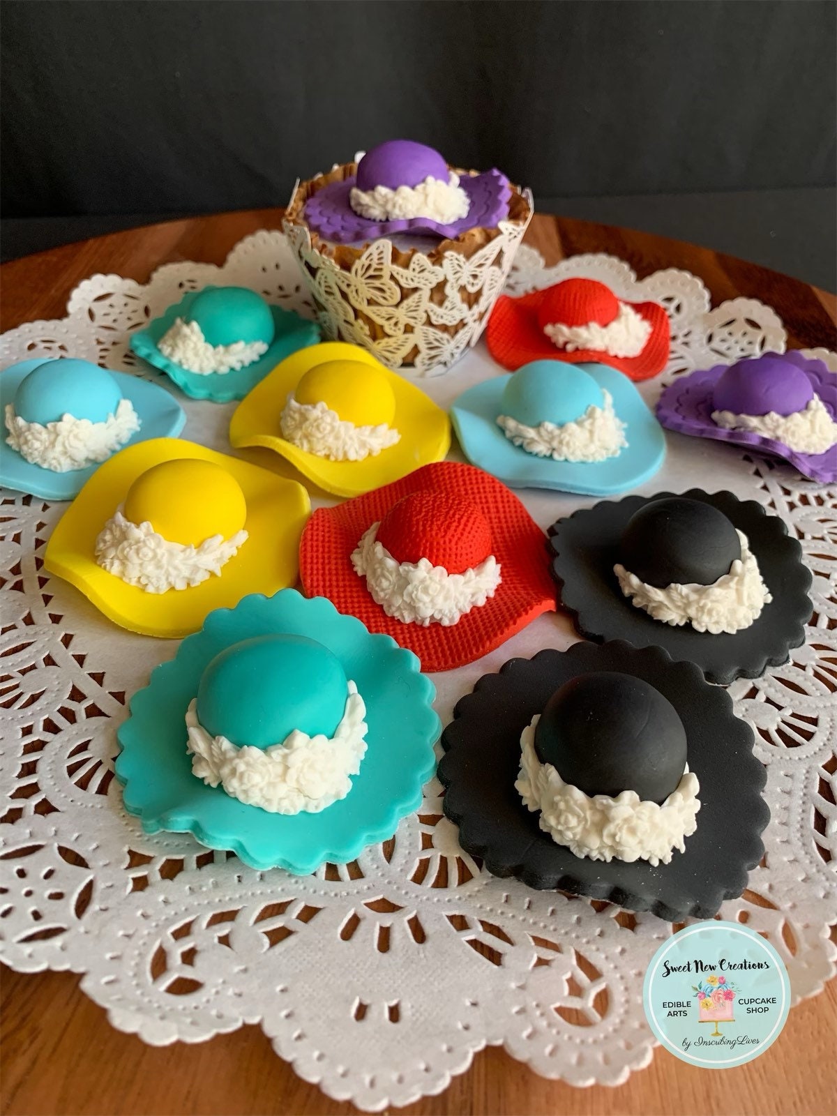 Tea party cupcake toppers 2.5 spring ladies hat cupcake | Etsy