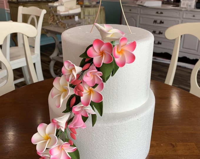 Frangipani Spray Pink Gum Paste Sugar Flowers Filler Cascade Wedding ...