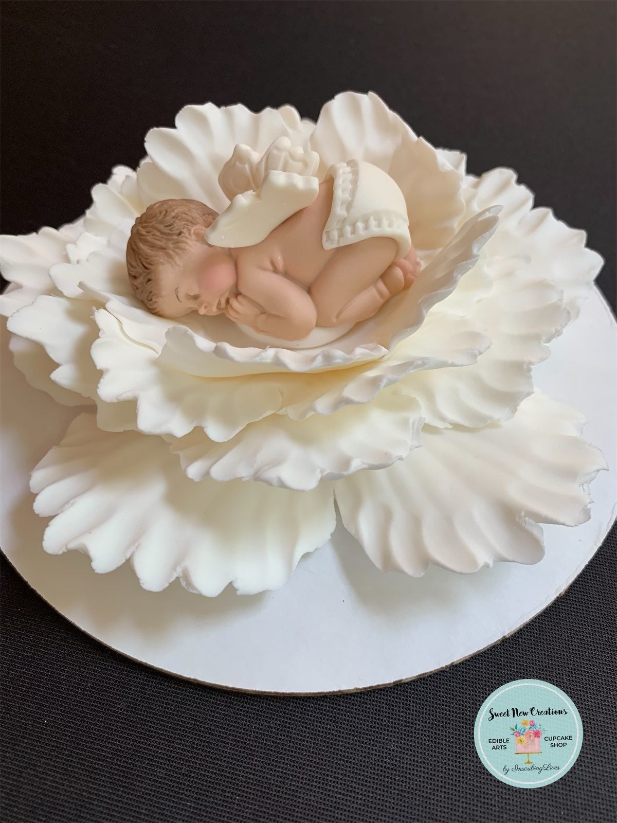 Angel Baby Shower Baby Cake Topper Fondant Angel Heavenly Neutral None ...