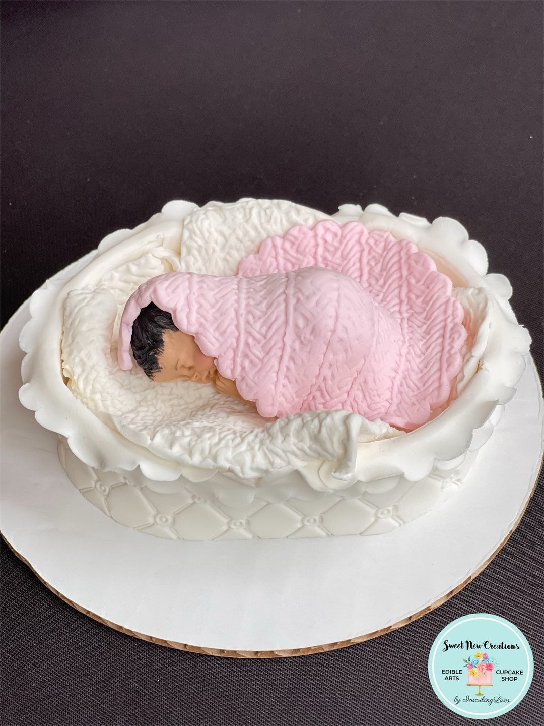 Baby Cake Topper/bassinet Baby Shower Cake Topper Boy in Blanket Baby ...