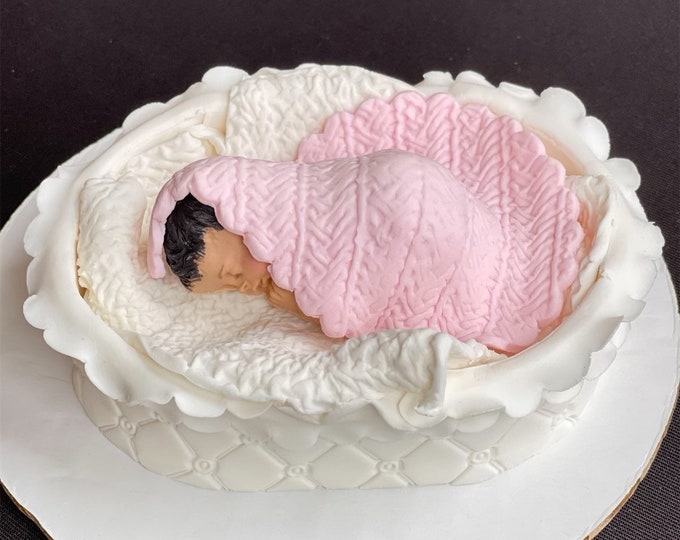 Baby Cake Topper/bassinet Baby Shower Cake Topper Boy in Blanket Baby ...