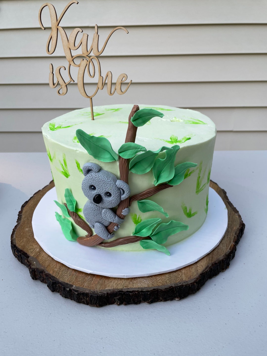 Koala Bear Cake Topper, Edible Fondant Cake Toppers, Gray Koala ...