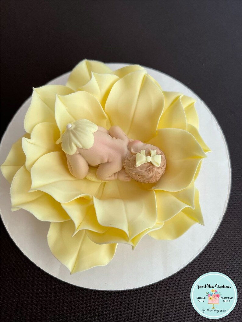 Baby Cake Topper/yellow Baby Shower Cake Topper Girl Lily - Etsy