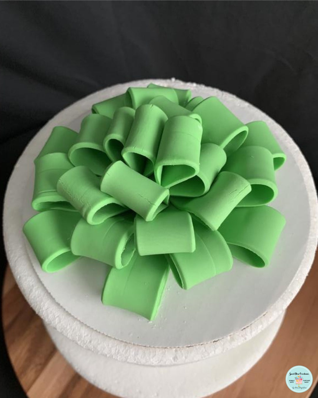 Ribbon Bow Cake Topper in Mint Green Edible Fondant Box Decorations ...