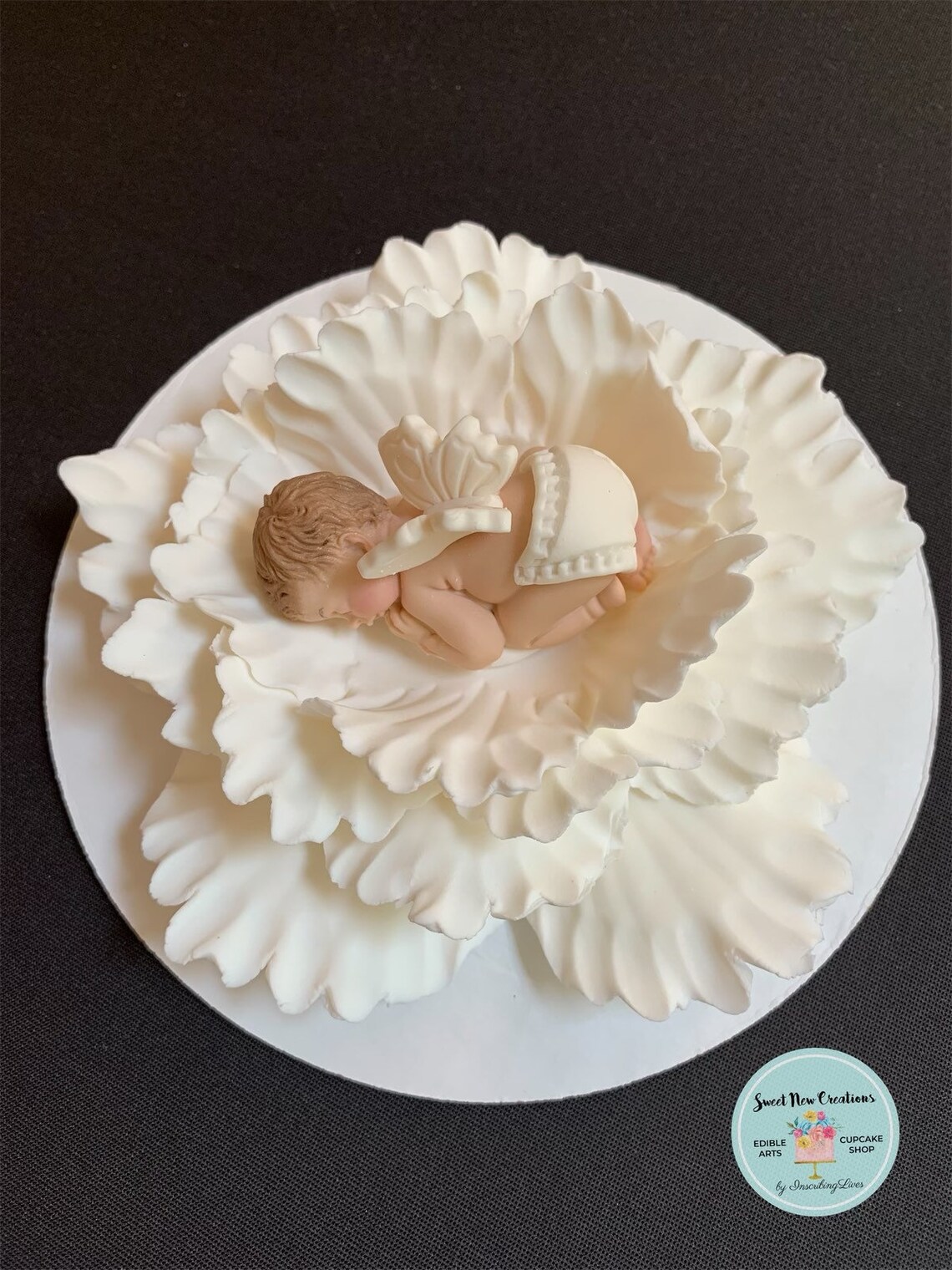 Angel Baby Shower Baby Cake Topper Fondant Angel Heavenly Neutral None ...