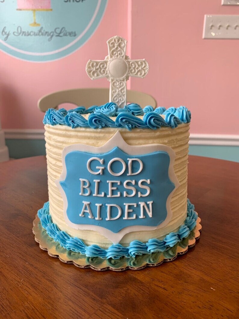 Cross Cake Topper Baptism Toppers Edible Fondant Topper | Etsy