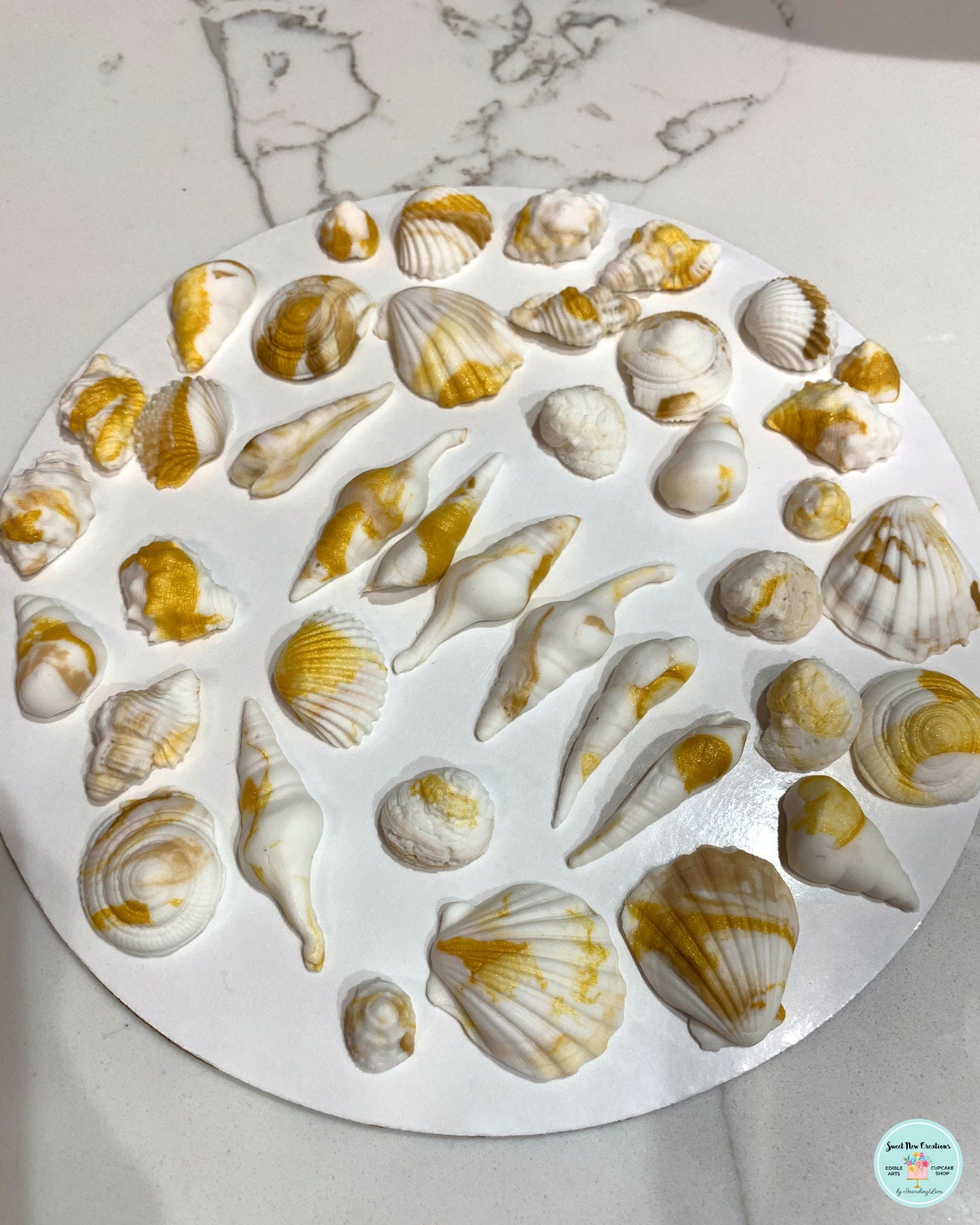 Sea Shell With Gold Fondant Topper 50pcs Beach Cupcake Toppers | Etsy