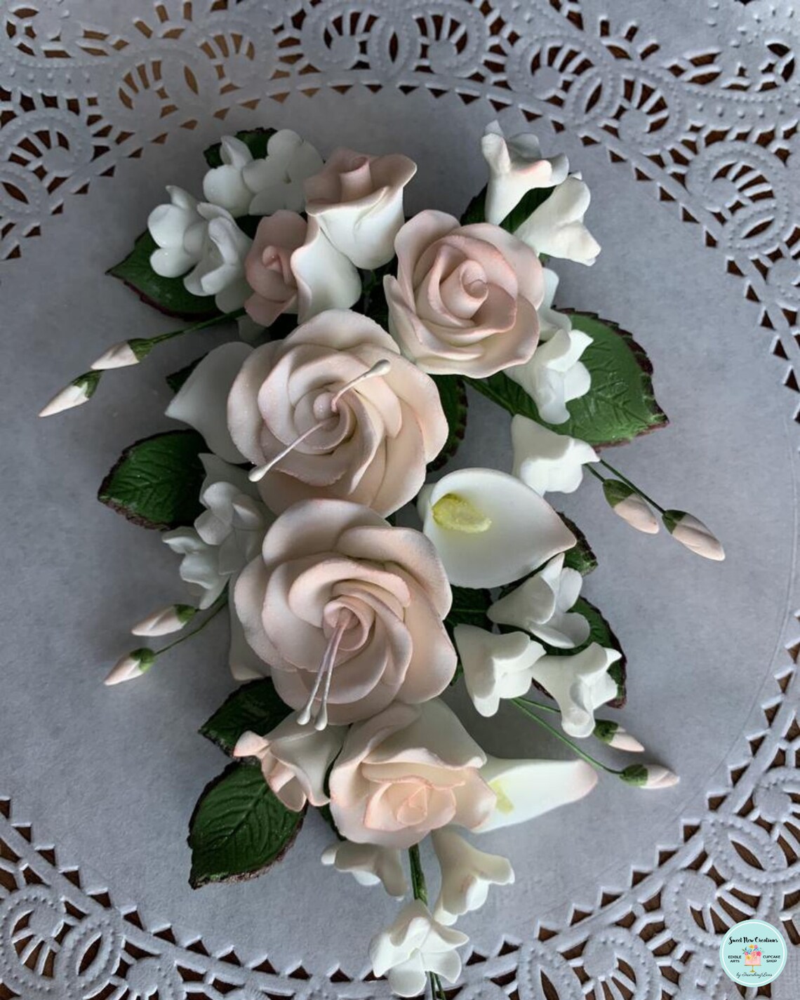 Blush Pink Rose Calla Lily Hyacinth Spray Gum Paste Flowers - Etsy