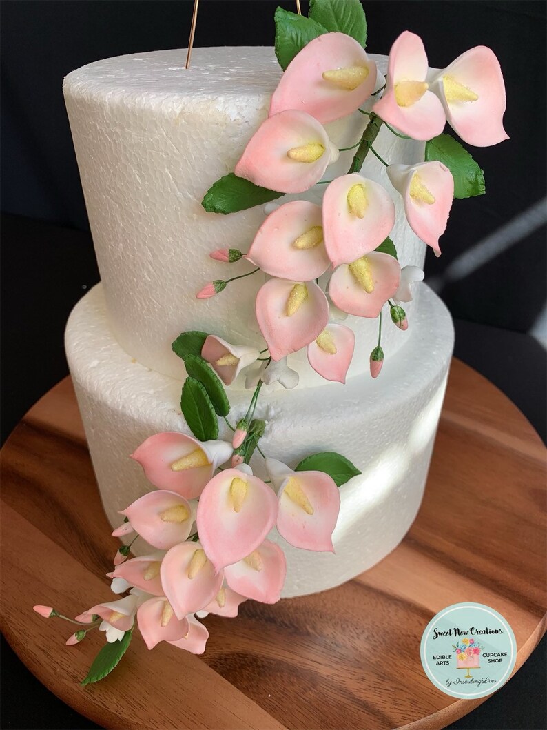 Pink Calla Lily Gum Paste Edible Fondant Flowers Hyacinth - Etsy