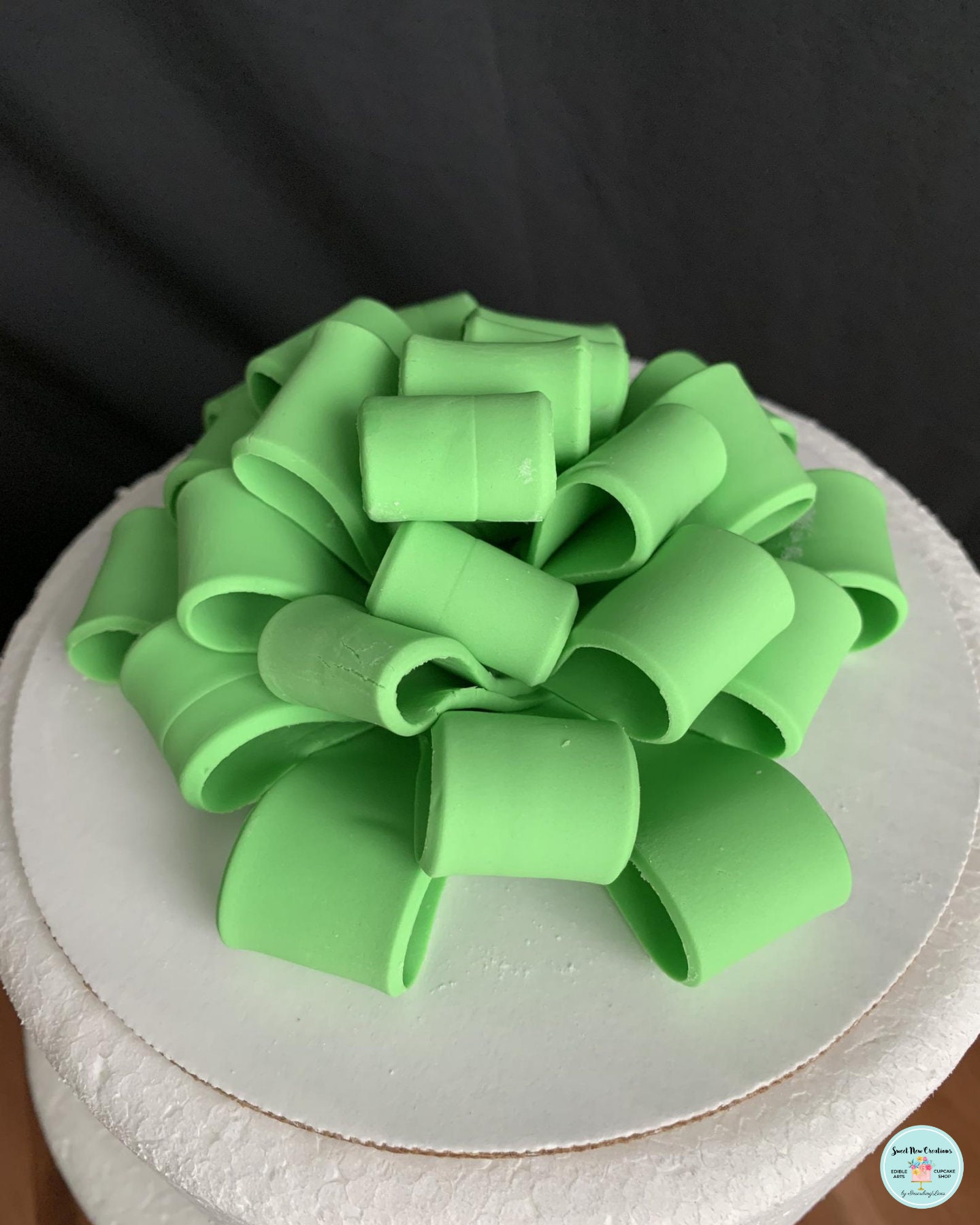 Ribbon bow cake topper in mint green edible fondant box | Etsy