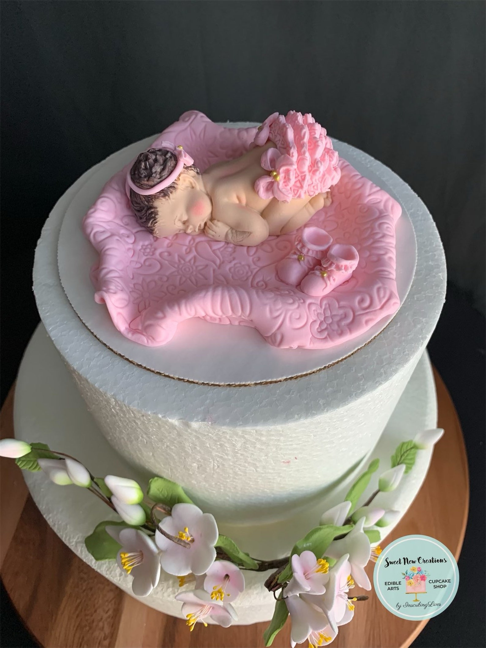 Pink Baby Shower Cake Topper Baby Sleeping on Blanket Baby | Etsy