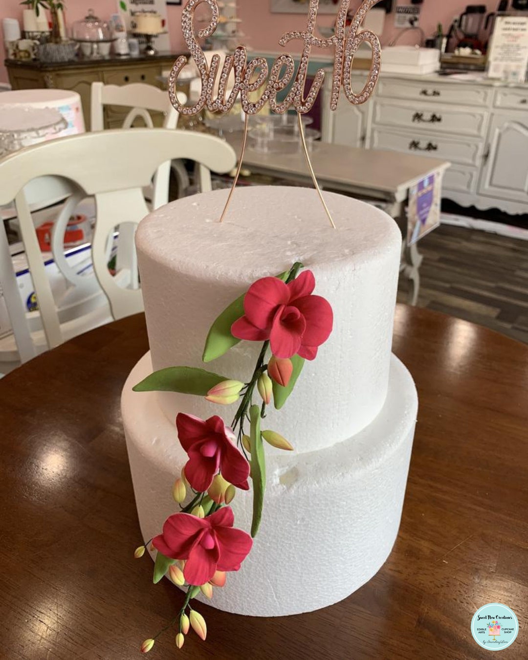 Pink Orchid Spray Gum Paste Flowers Filler Cascade Wedding Cake Topper ...