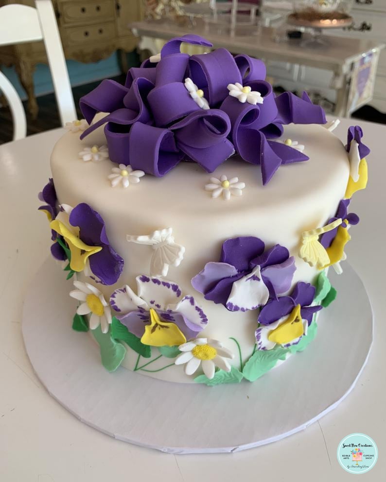 Ribbon Bow Cake Topper Edible Fondant Tiny Daisy Sugar Flowers - Etsy