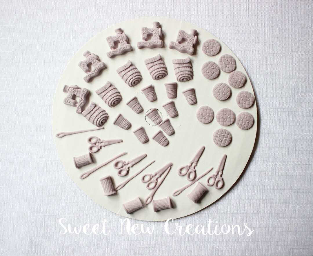 Sewing Fondant Topper 45pcs Edible Sewing Baby Shower Topper Fondant ...