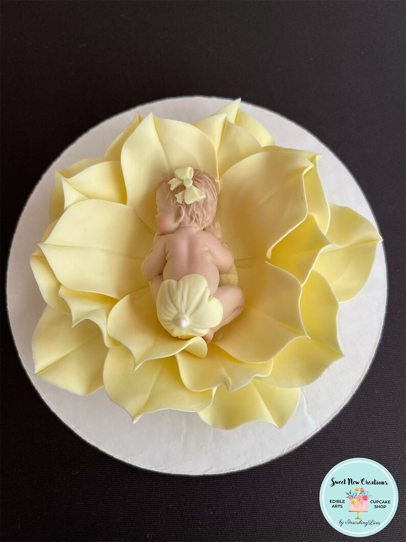 Baby Cake Topper/yellow Baby Shower Cake Topper Girl Lily - Etsy
