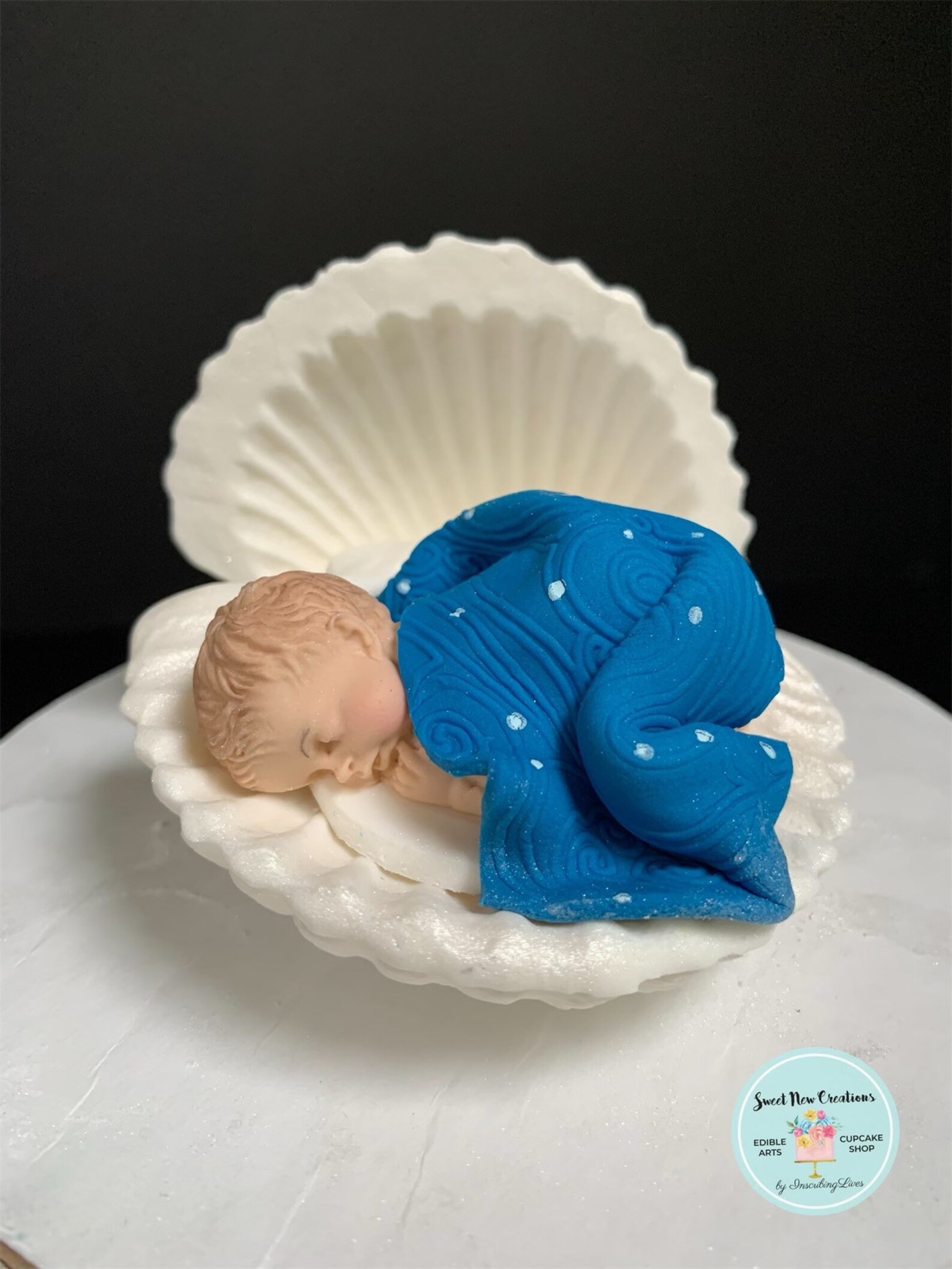 Sea Shell Baby Shower Cake Topper Baby in a Clam Shell Under - Etsy