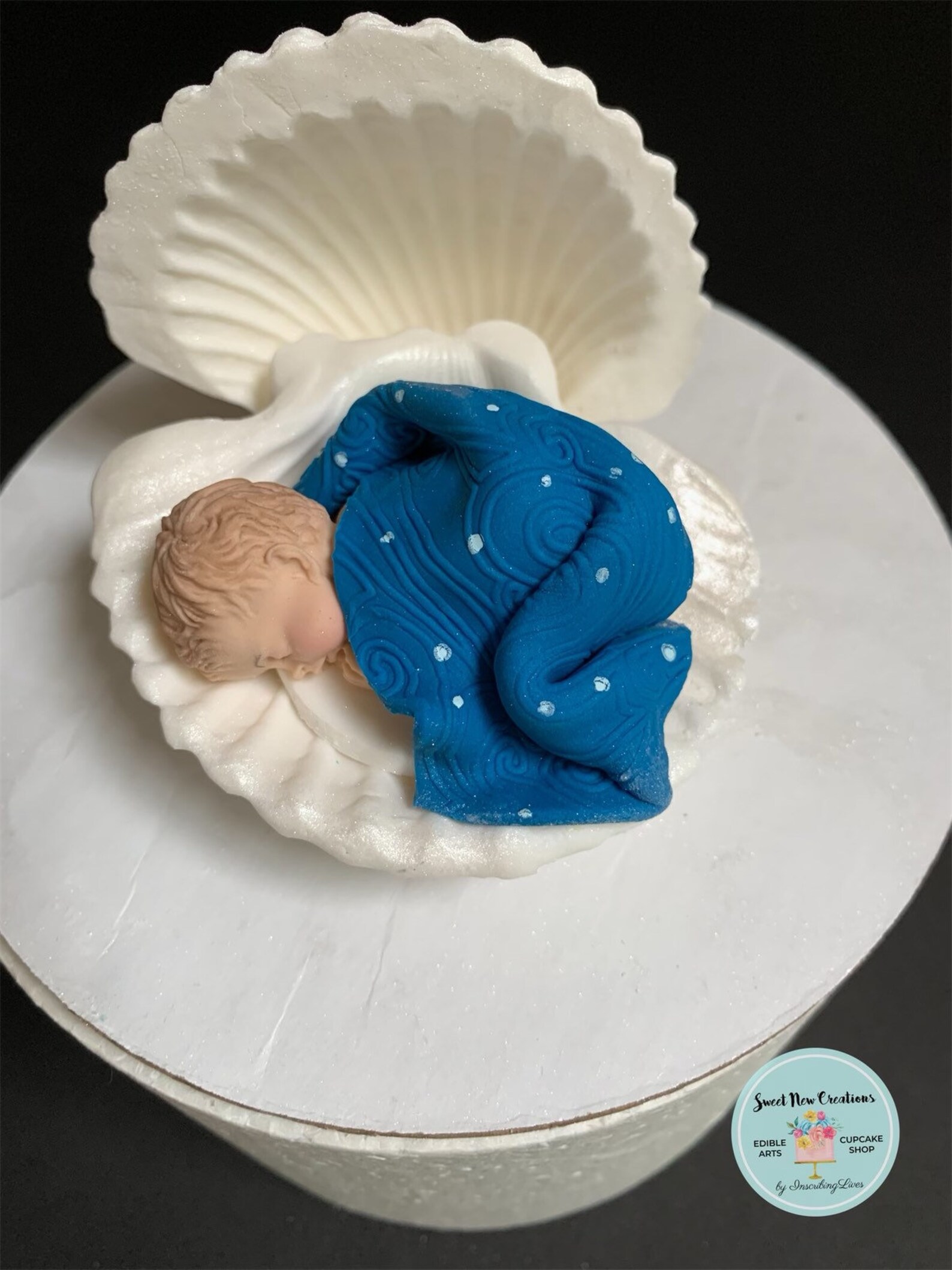 Sea Shell Baby Shower Cake Topper Baby in a Clam Shell Under - Etsy