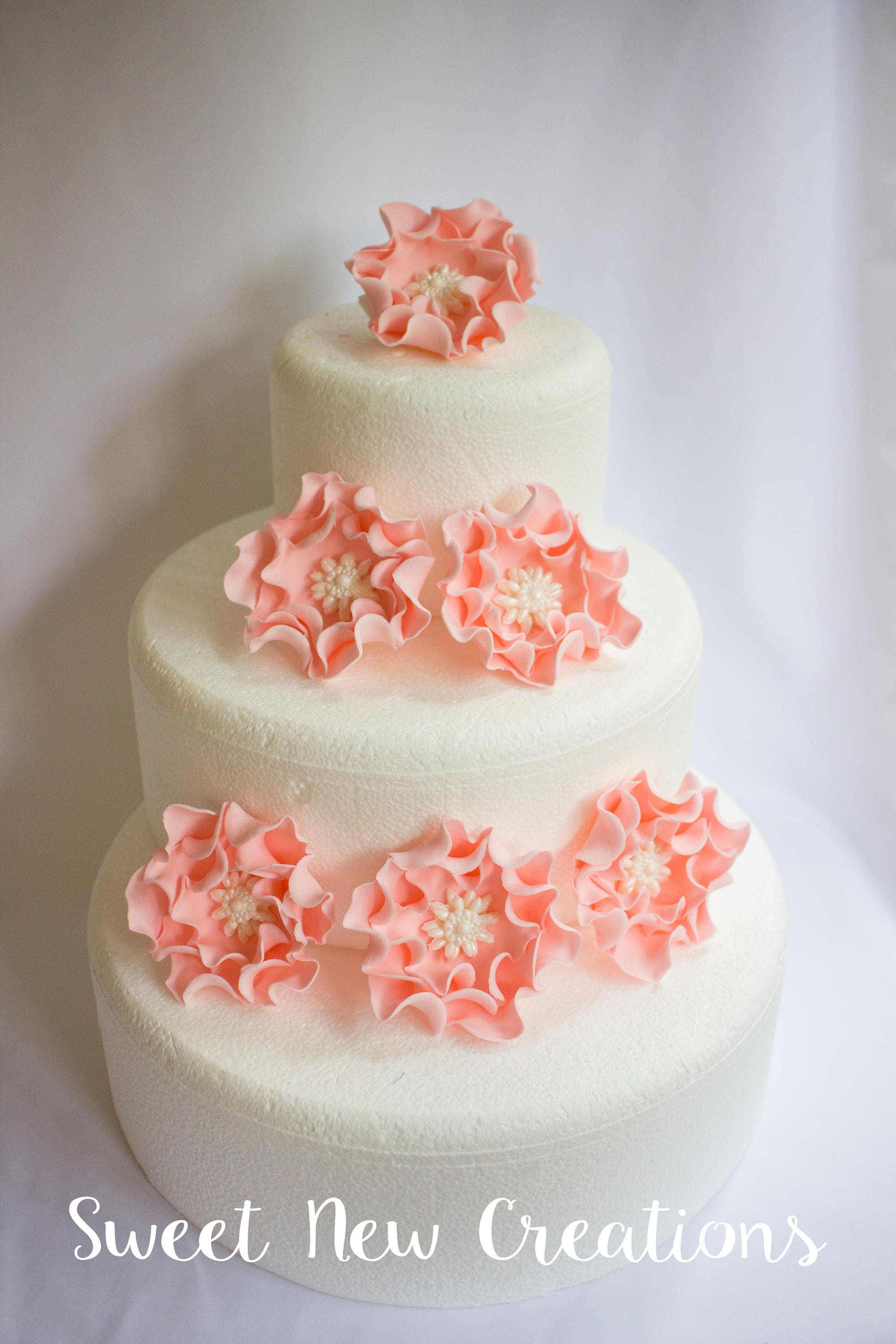 Large Blush Pink Fondant Flowers Vintage Wedding Cake Topper - Etsy