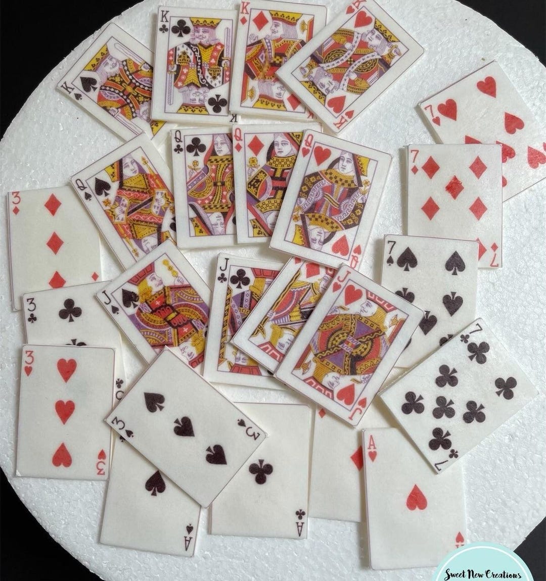 Playing Cards Cake Toppers 24pcs Edible Casino Fondant Cupcake Topper ...